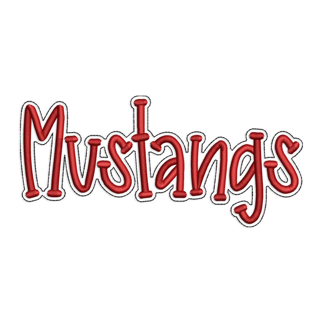 Mustangs With a Bean Stitch Outline Machine Embroidery Design - 4 Sizes ...