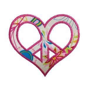 Applique Heart Peace Sign Machine Embroidery Design - 4 Sizes - Instant ...