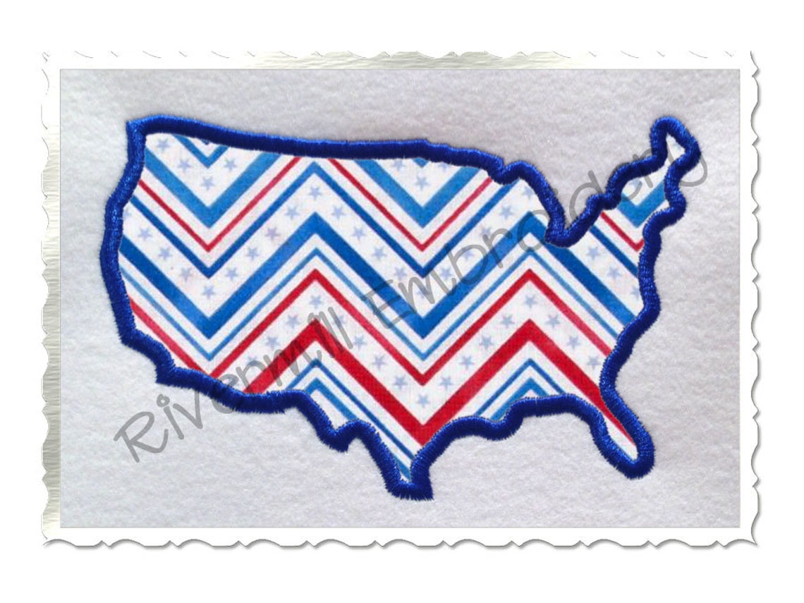 United States USA Applique Machine Embroidery Design - 4 Sizes ...