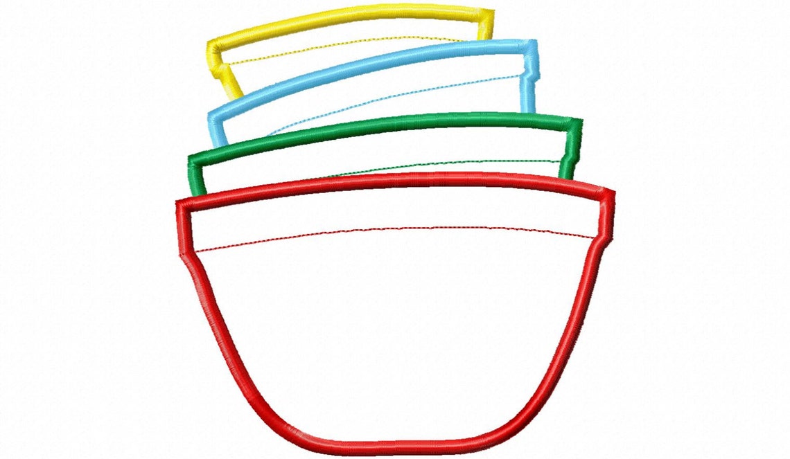 Applique Stacked Mixing Bowls Machine Embroidery Design - 4 Sizes ...