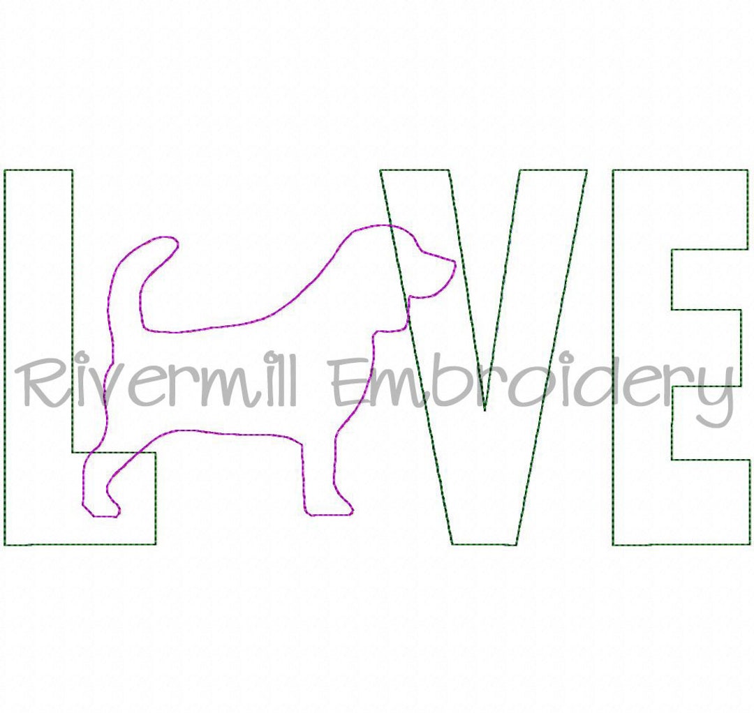 Raggy Applique Beagle Love Machine Embroidery Design 4 Sizes - Etsy