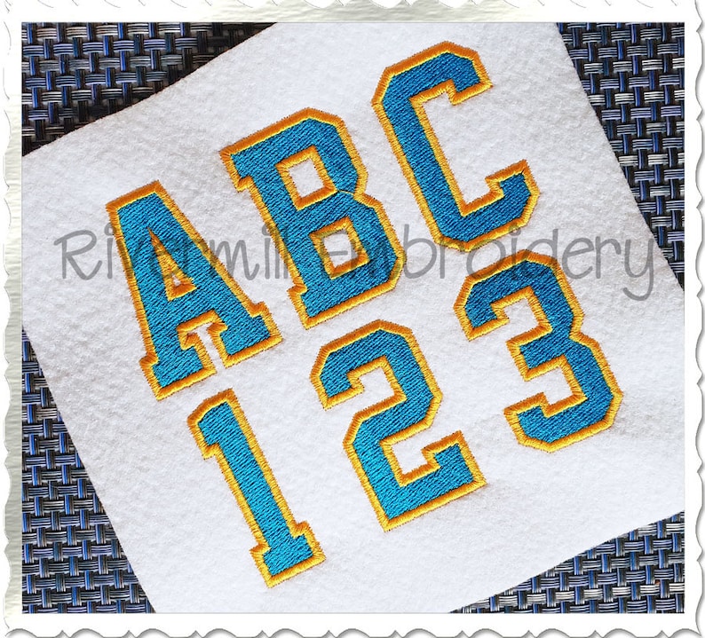 2 Color Varsity Style Machine Embroidery Font Alphabet | Etsy Canada
