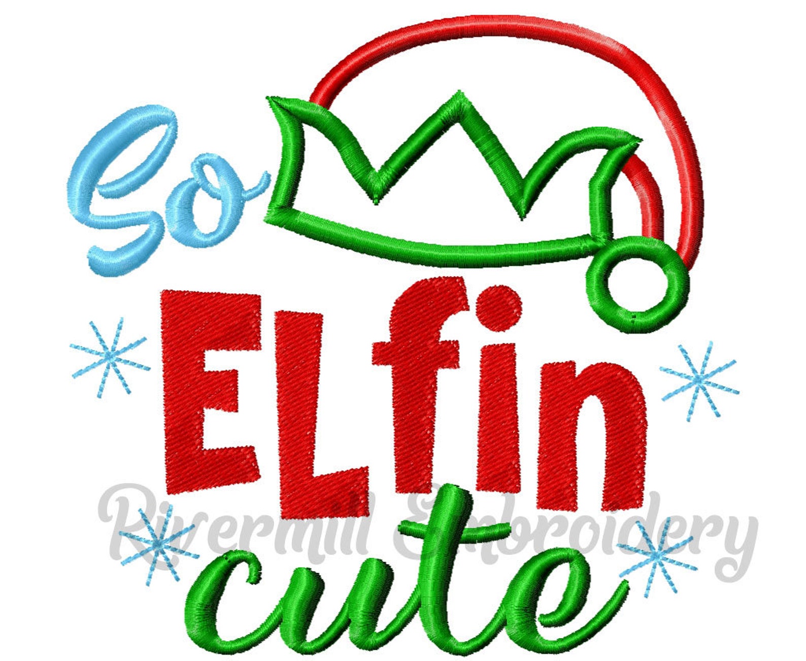 So Elfin Cute Christmas Applique Machine Embroidery Design - 3 Sizes ...