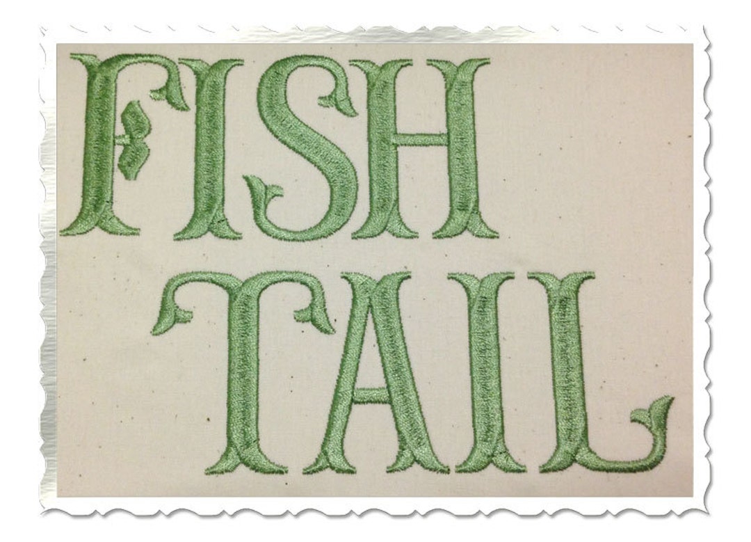 Fish Tail Machine Embroidery Font Monogram Alphabet - 3 Sizes - BX ...