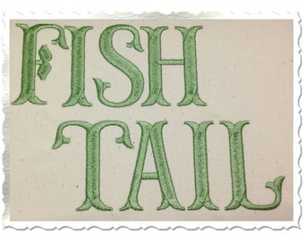 Large Fish Tail Machine Embroidery Font Monogram Alphabet 3 | Etsy