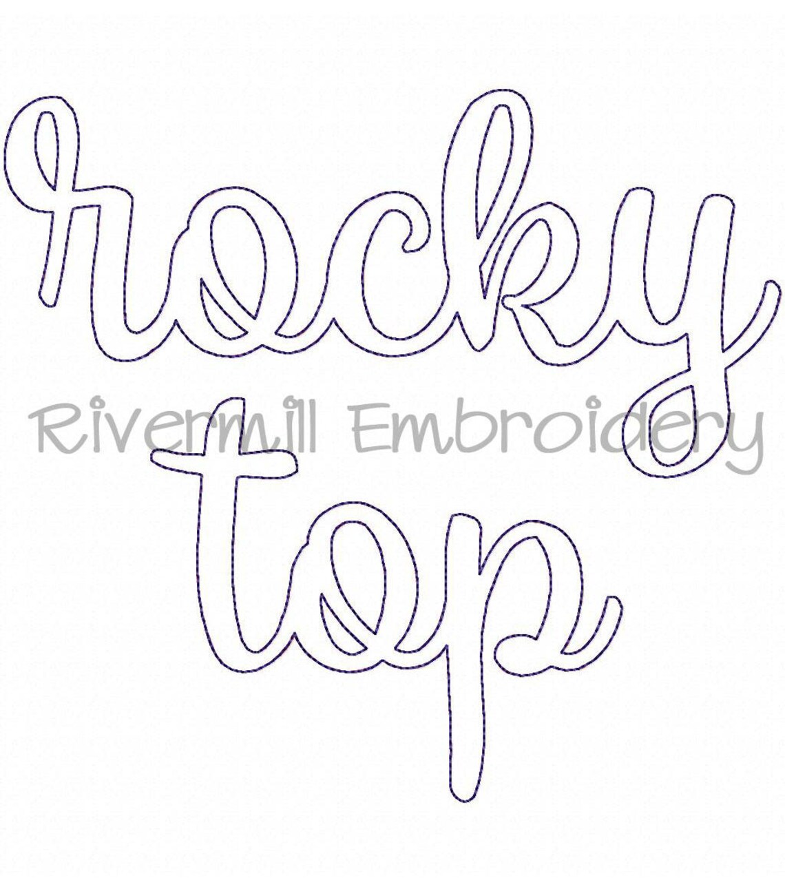 Raggy Applique Script Rocky Top Machine Embroidery Design - 3 Sizes ...