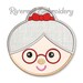 Round Mrs Claus Face Applique Christmas Machine Embroidery Design 4 ...