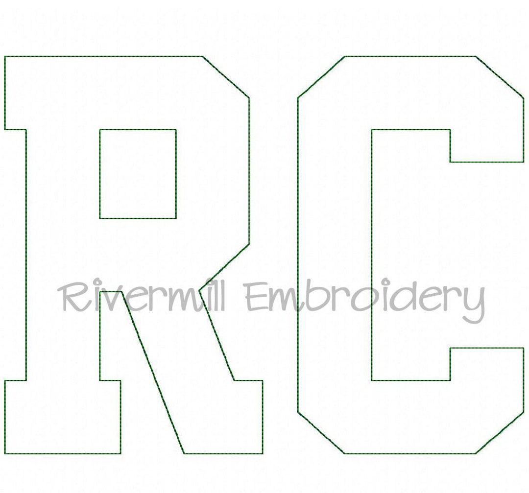 Large RC Varsity Style Raggy Applique Machine Embroidery Design - 3 ...
