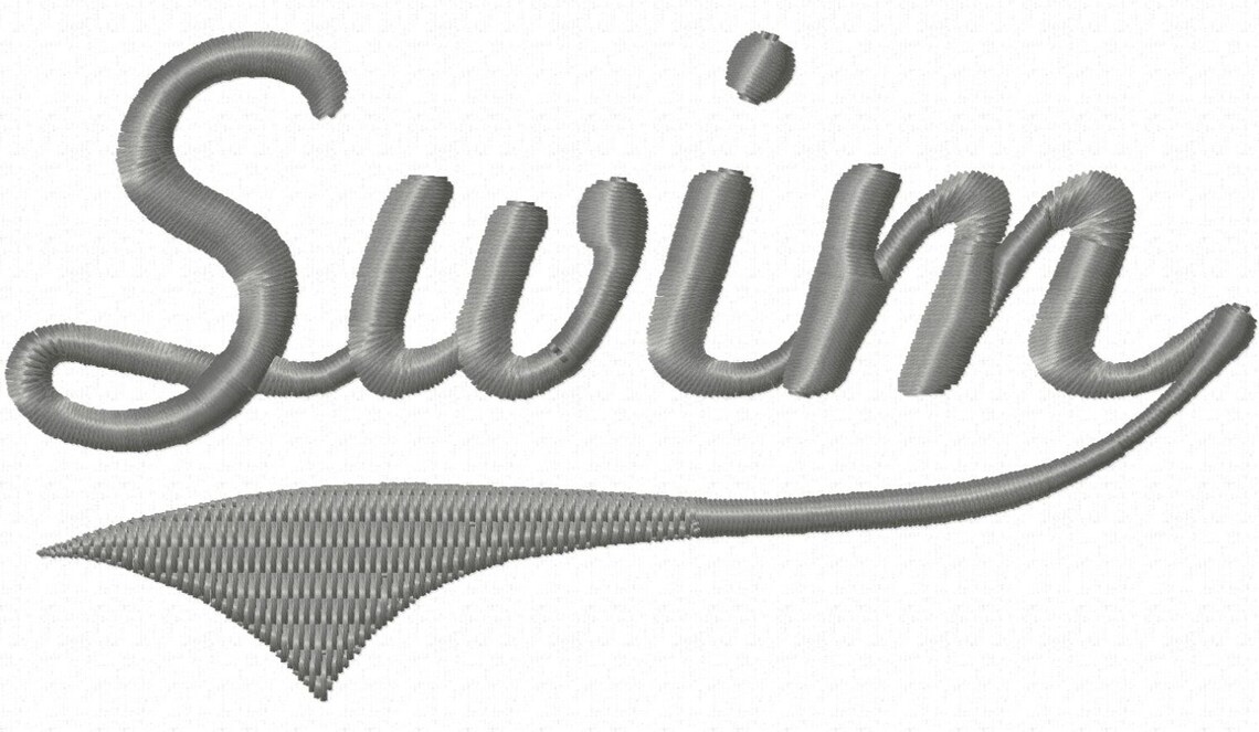 Swim Word Design With Sports Swash Tail Machine Embroidery Design - 6 ...