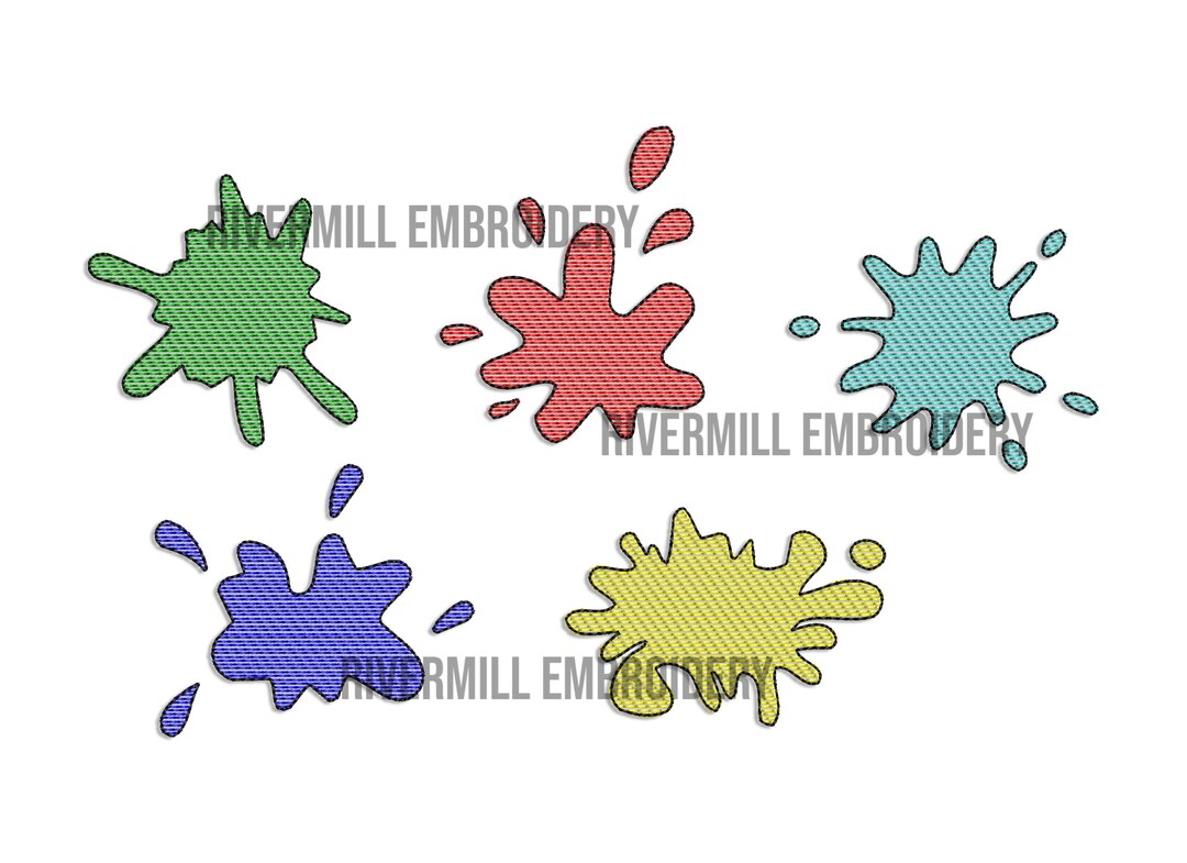 Small Sketch Paint Splatters Splotches Machine Embroidery Design - 5 ...