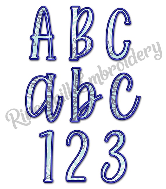 Farmhouse Applique Machine Embroidery Font Alphabet 4 Sizes | Etsy