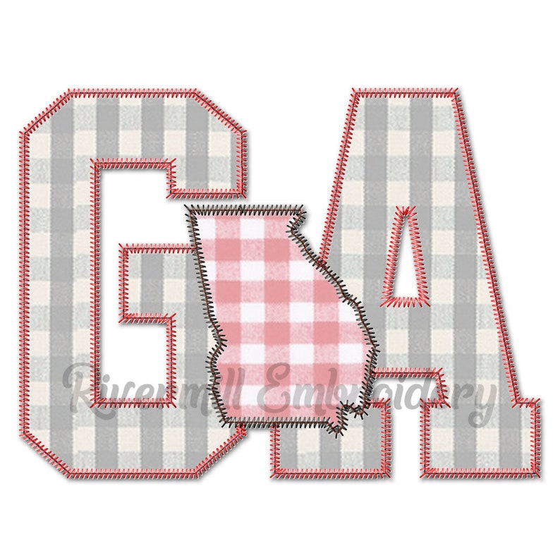 GA Georgia Letters & State Zig Zag Applique Machine Embroidery Design ...