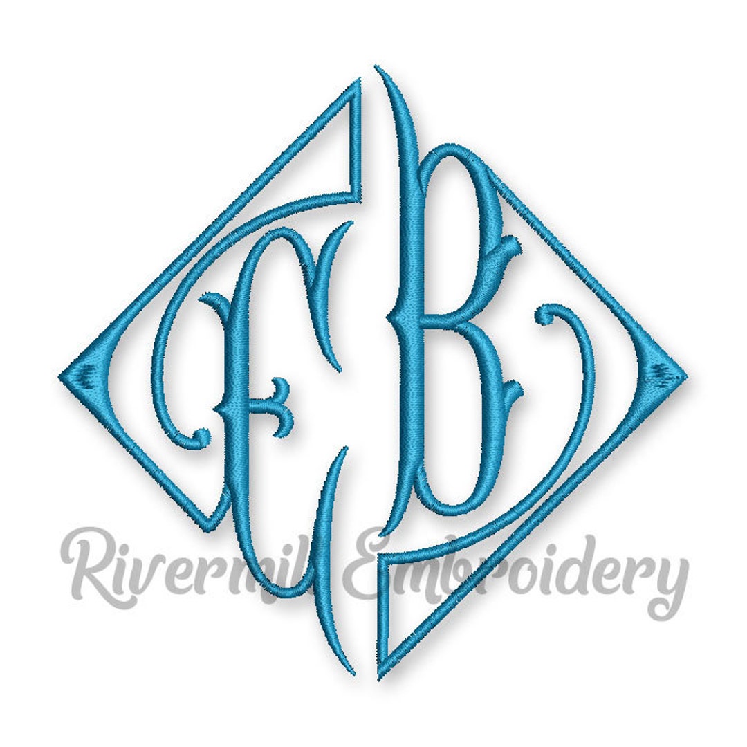 Large Antique Style Two Letter Monogram Machine Embroidery Font ...