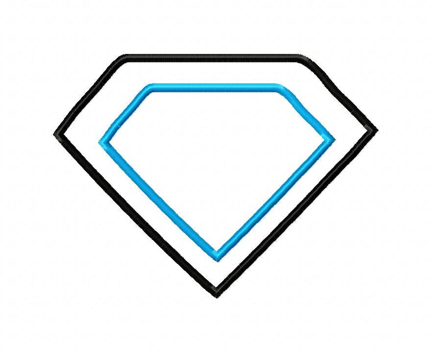 Double Applique Blank Superhero Shield Machine Embroidery Design - 6 ...