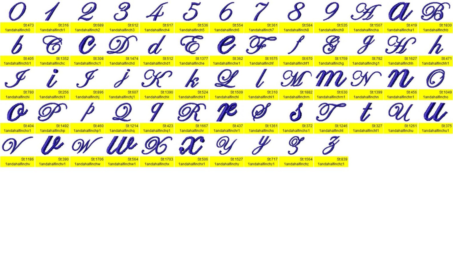 Edwardian Script Embroidery Font Alphabet 1 1/2 Inch Size ONLY - Etsy