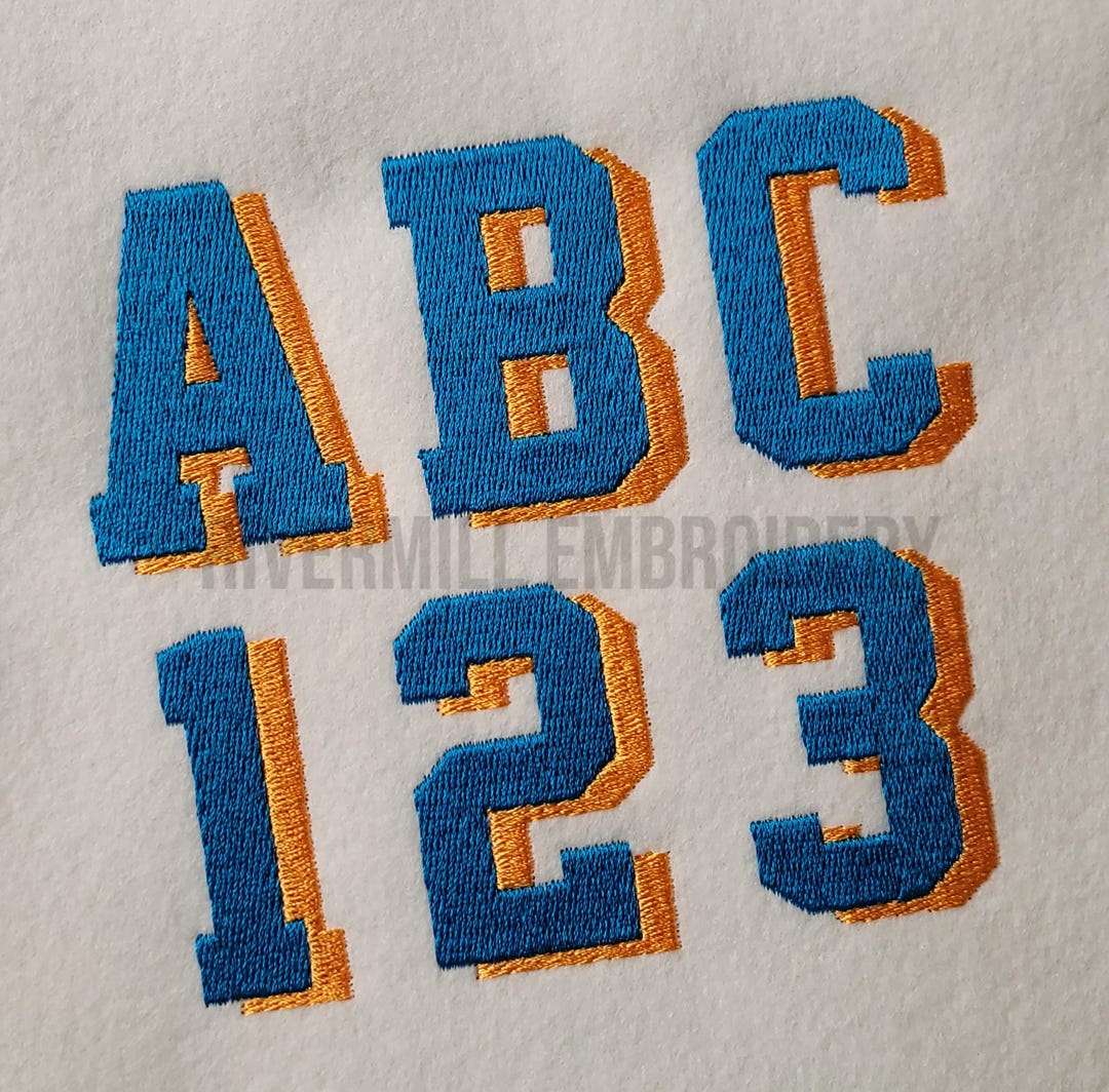 Varsity Shadow Machine Embroidery Font Alphabet - 3 Sizes - BX Files ...