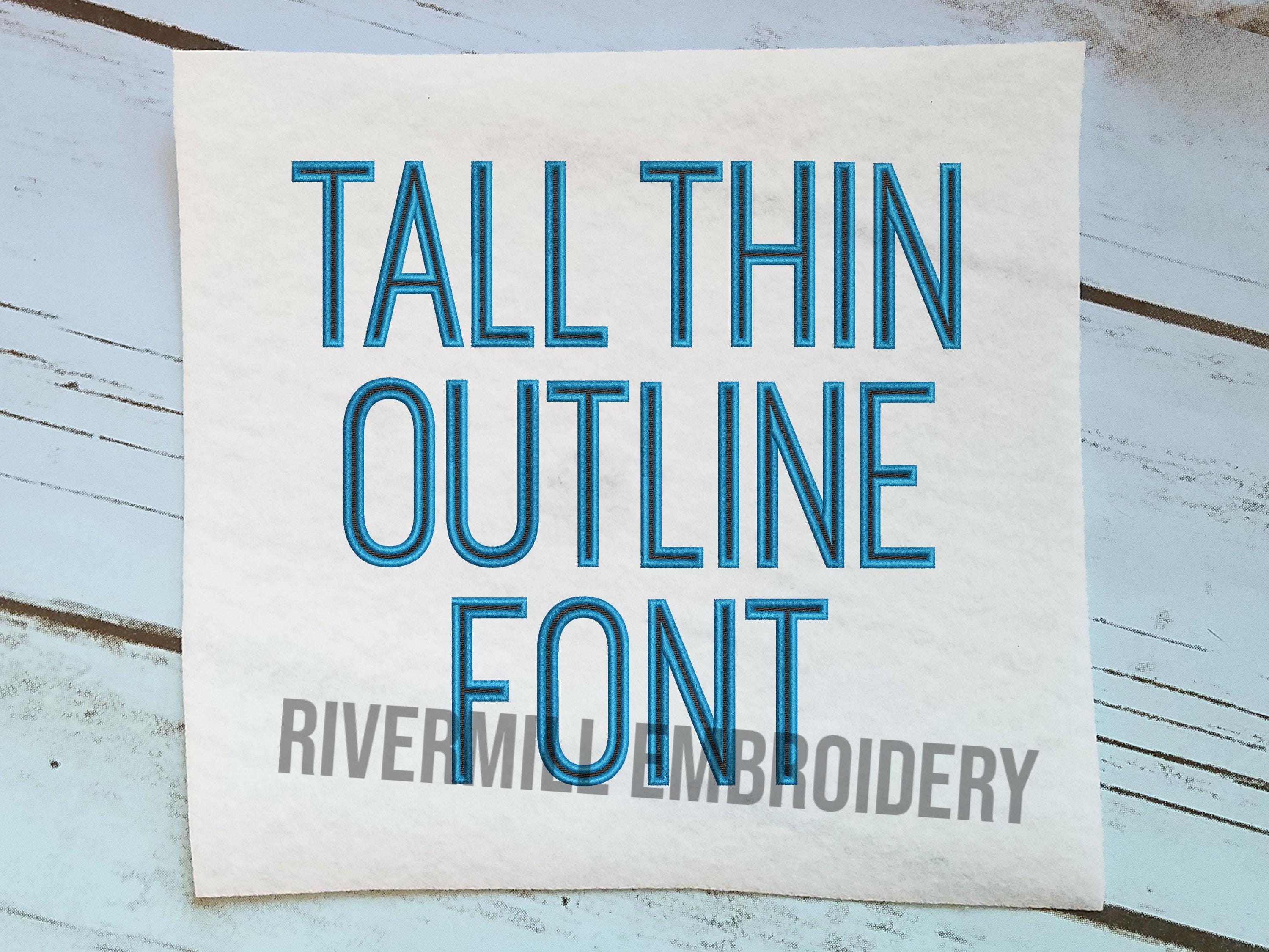 Two Color Tall Thin Outline Machine Embroidery Font Monogram Alphabet ...
