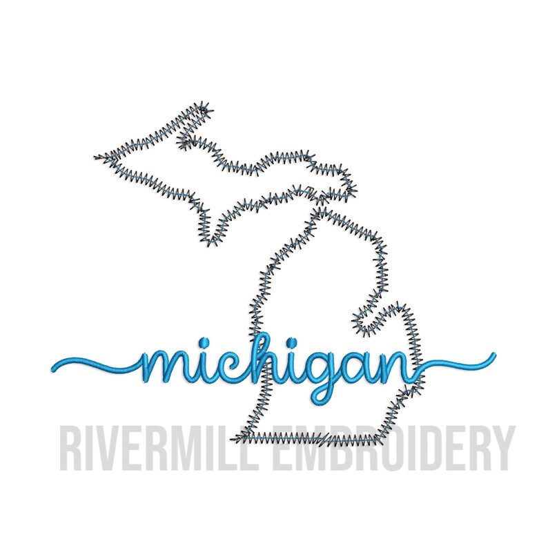 Michigan MI Zig Zag Applique Machine Embroidery Design - 4 Sizes ...