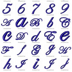 Small Edwardian Script Machine Embroidery Font Alphabet - 3/4" and 1/2 ...