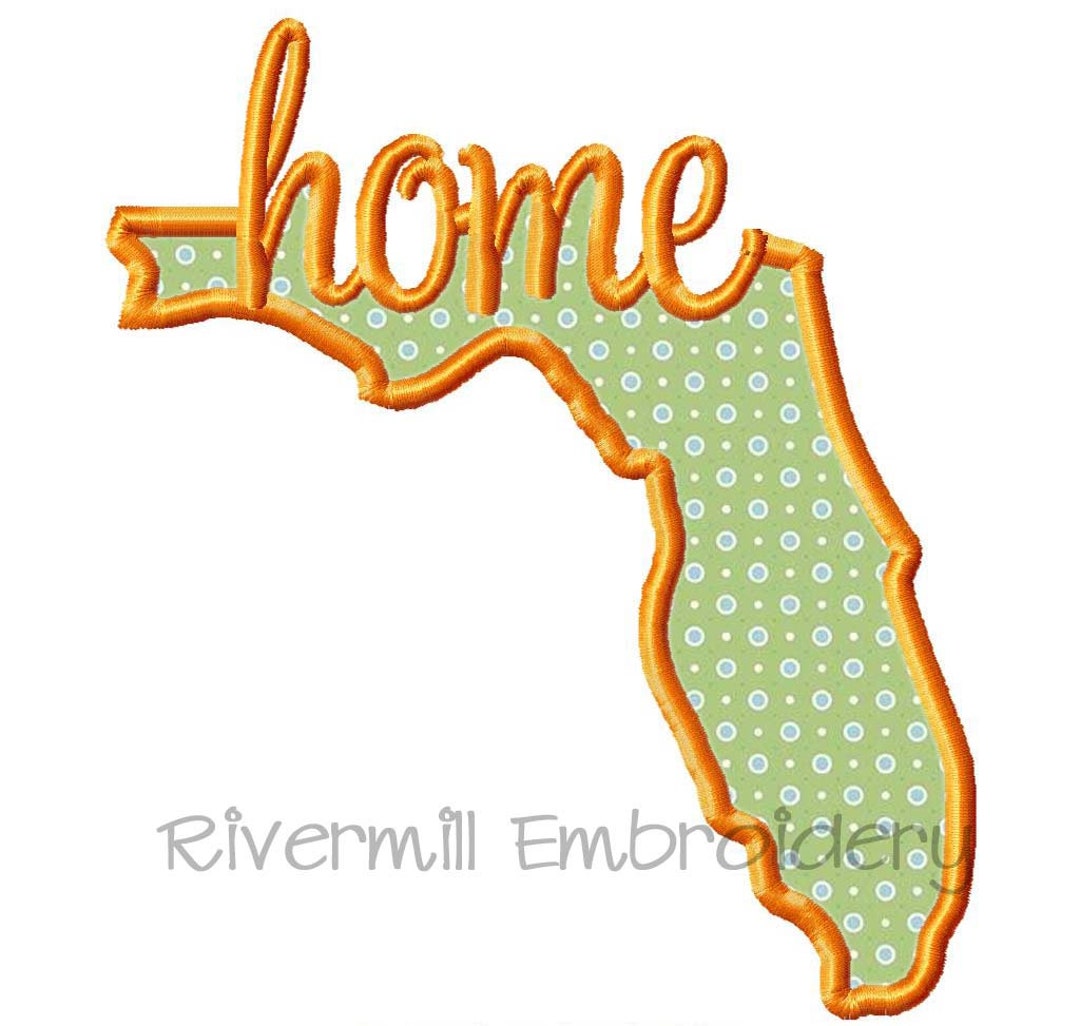 Florida Home Applique Machine Embroidery Design - 4 Sizes - Instant ...