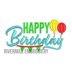 Happy Birthday Machine Embroidery Design With Balloons - Etsy