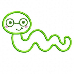 Applique Bookworm Machine Embroidery Design - 4 Sizes - Instant ...