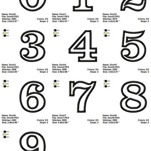 Simple Applique Numbers (set 2) Machine Embroidery Designs - 5 Sizes ...