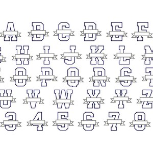 Applique Varsity Letters W/ Banner Machine Embroidery Font Monogram ...