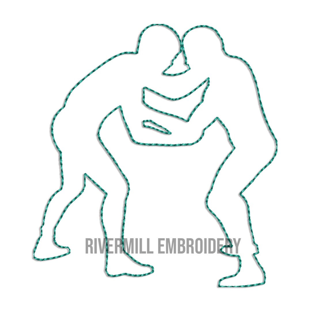 Mini Wrestler Outline Machine Embroidery Design - Etsy