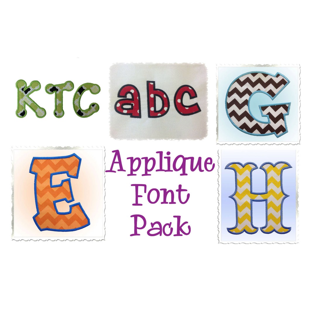 Applique Machine Embroidery Font Pack - 5 Different Alphabets - BX ...