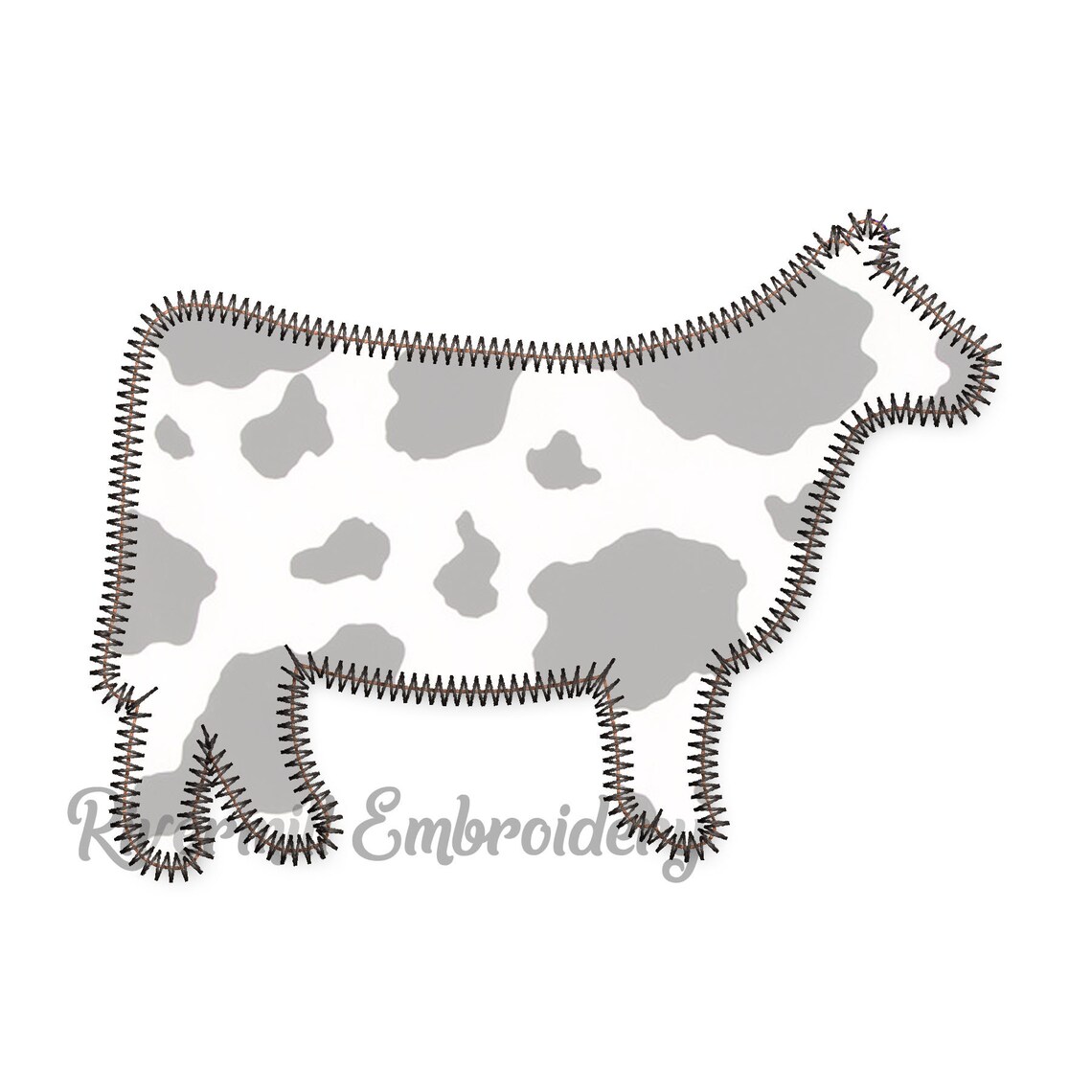 Zig Zag Applique Cow Machine Embroidery Design - 4 Sizes - Instant ...