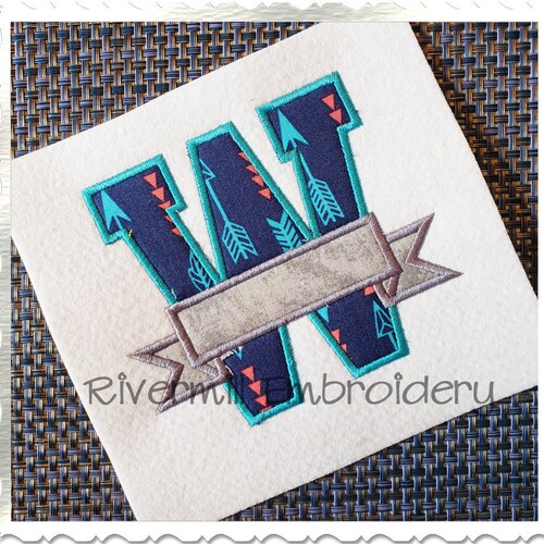 Applique Varsity Letters W/ Banner Machine Embroidery Font - Etsy