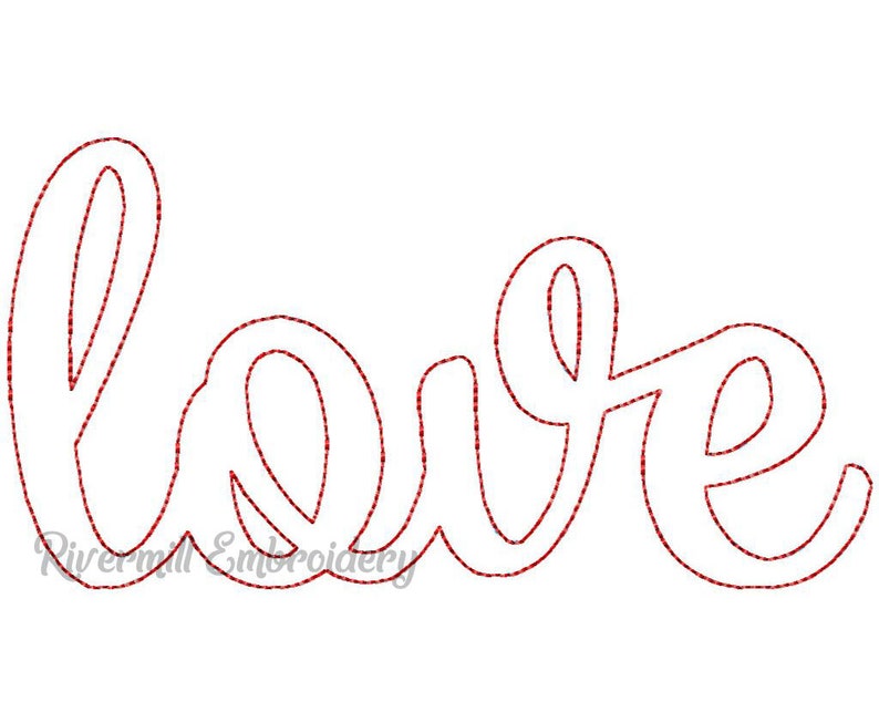 Script Raggy Applique Love Machine Embroidery Design 4 Sizes - Etsy