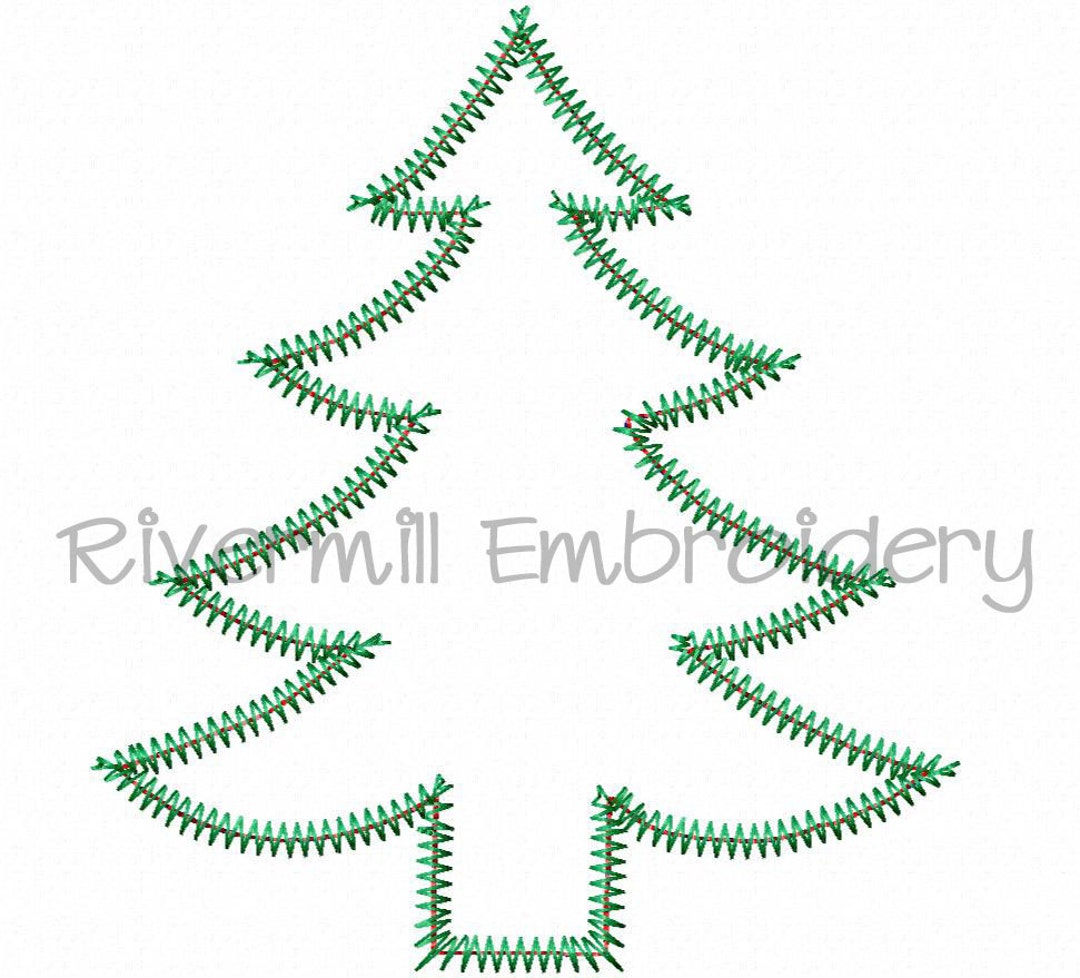 Christmas Tree Zig Zag Applique Machine Embroidery Design - 4 Sizes ...