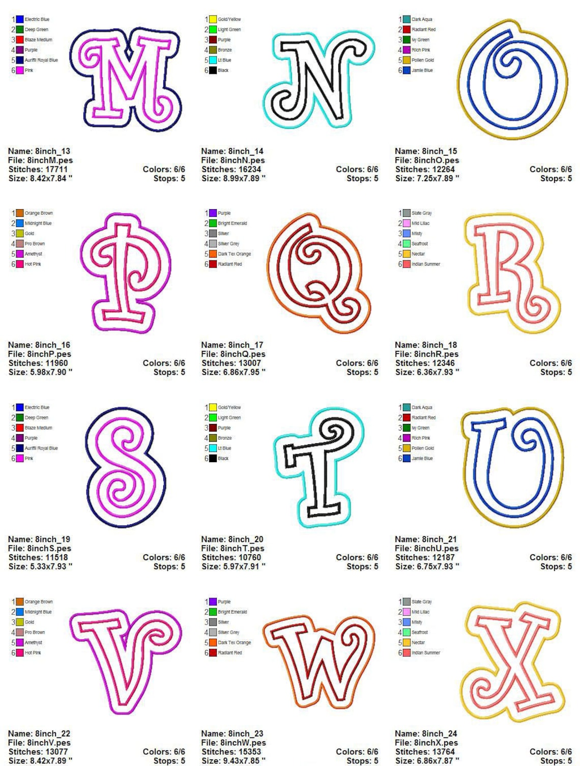 Double Applique Curlz Machine Embroidery Font Monogram Alphabet - 4 ...