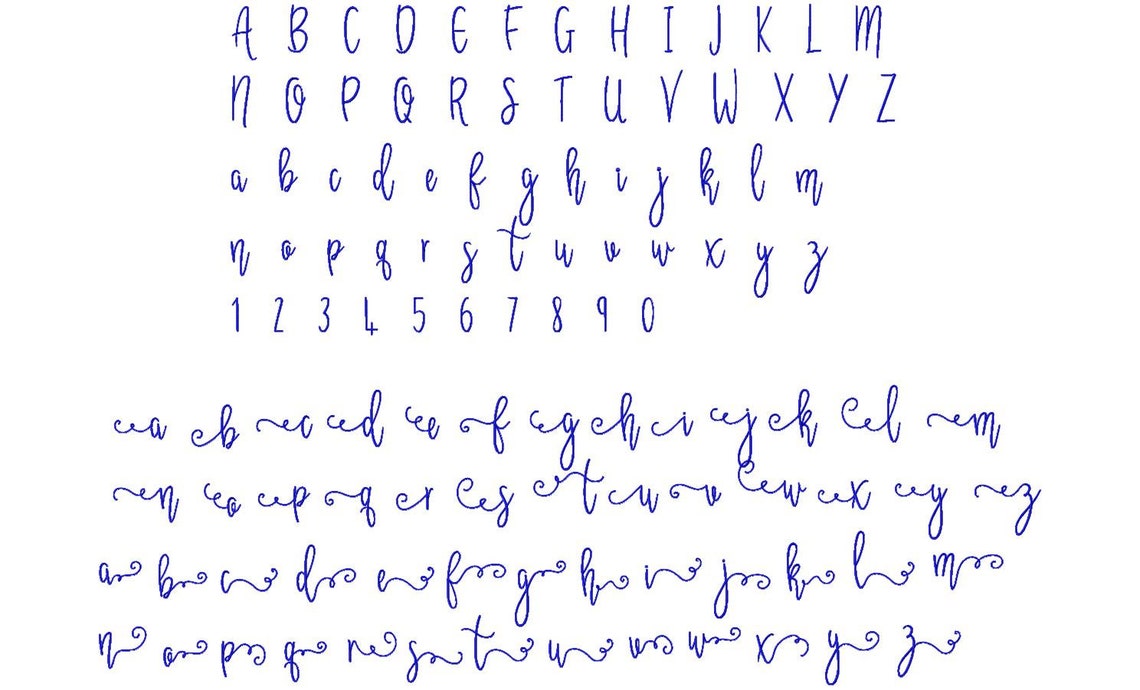 Melanie Machine Embroidery Font Monogram Alphabet 3 Sizes - Etsy