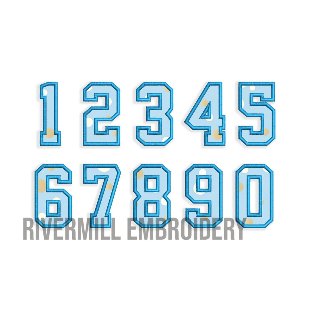 Applique Varsity Numbers Machine Embroidery Design - 4 Sizes Style 2 ...