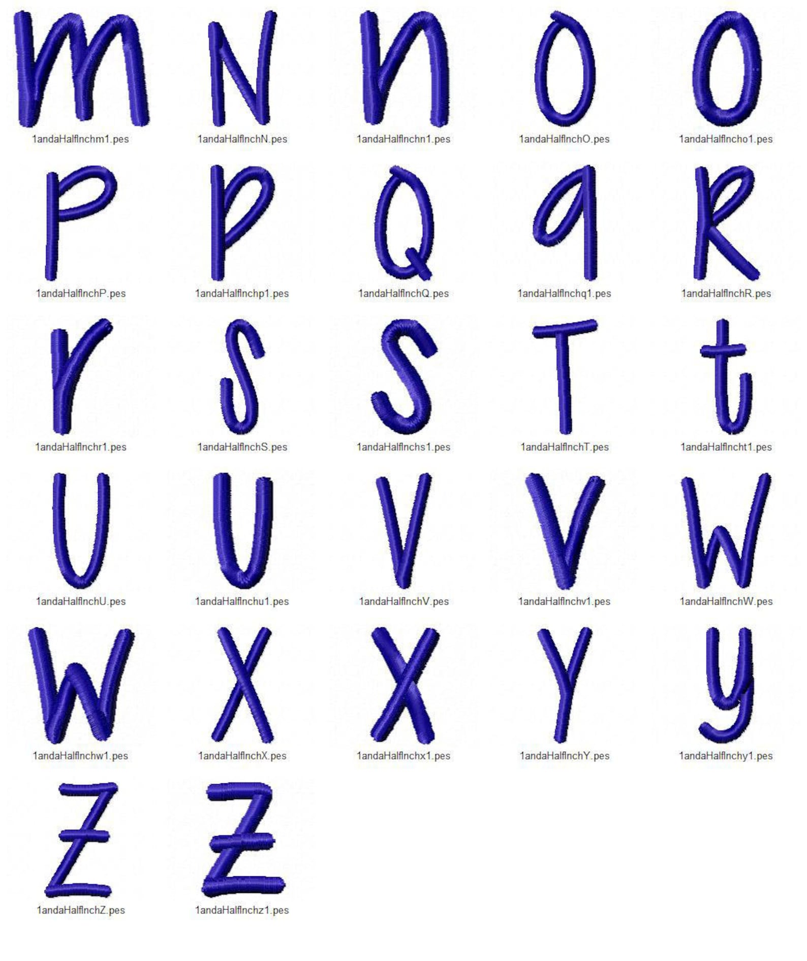 Cutesy Machine Embroidery Font Alphabet - 1 1/2" Inch Size ONLY - BX ...
