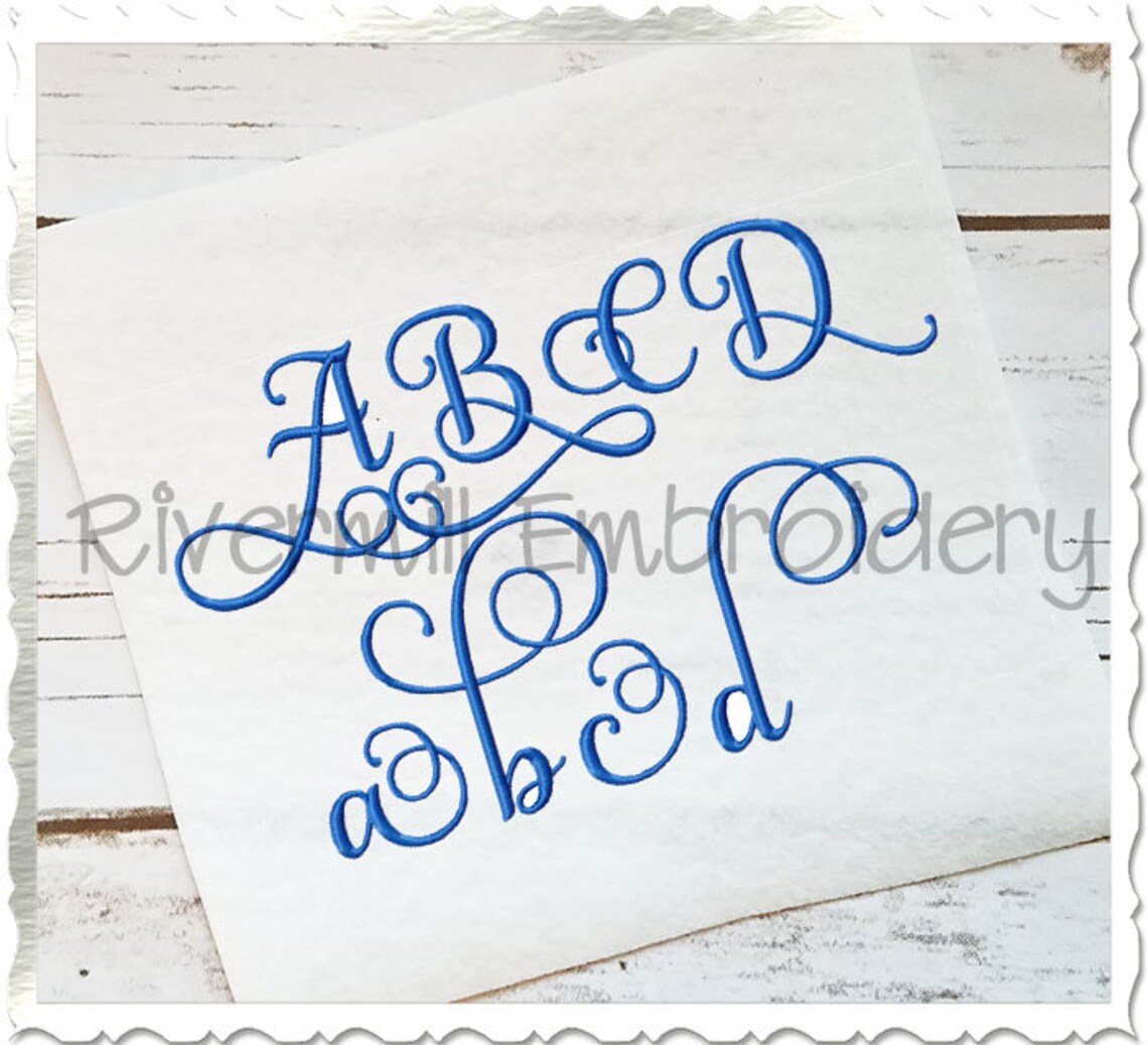 1 1/2" Size - Samantha Script Alternate Set 2 Machine Embroidery Font ...