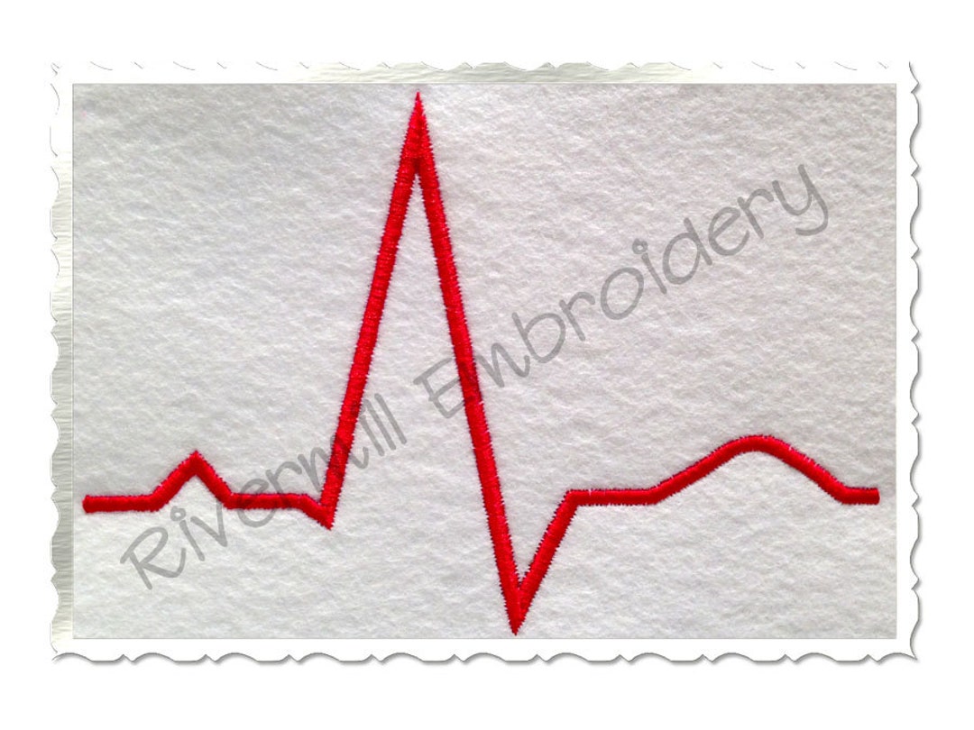 Heartbeat Line Machine Embroidery Design - 4 Sizes - Etsy
