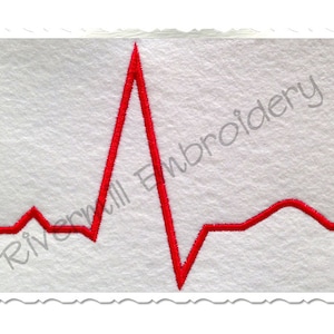 Heartbeat Line Machine Embroidery Design - 4 Sizes - Etsy