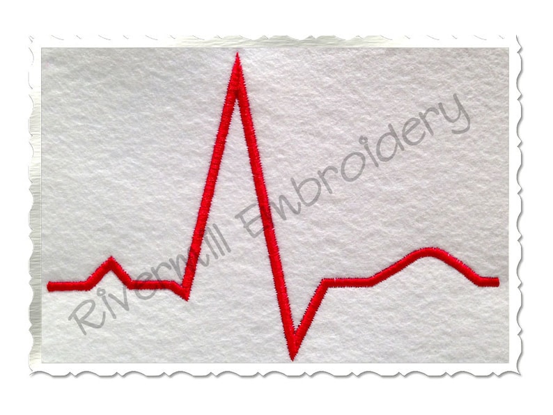 Heartbeat Line Machine Embroidery Design 4 Sizes - Etsy