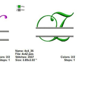 4x4 Size Split Script Machine Embroidery Font Monogram Alphabet - BX ...