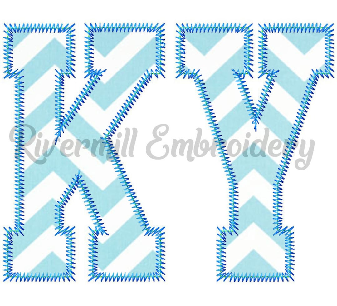 KY Kentucky Varsity Style Zig Zag Applique Machine Embroidery Design ...