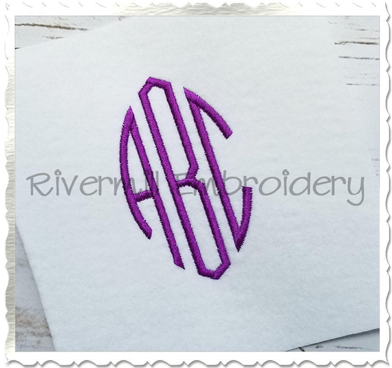 Oval 3 Letter Monogram style 2 Machine Embroidery Font - Etsy
