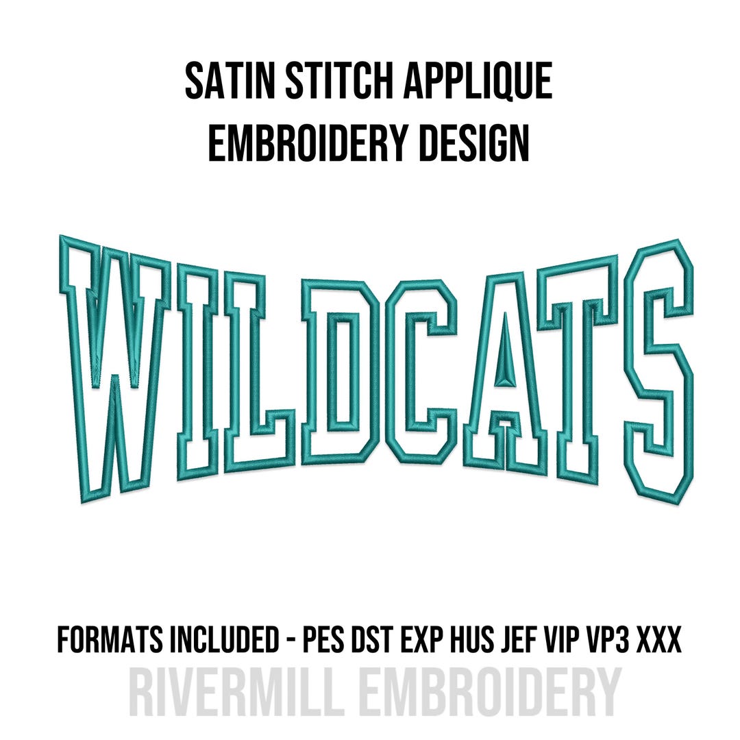 Wildcats Applique Machine Embroidery Mascot Design - 3 Sizes - Instant ...