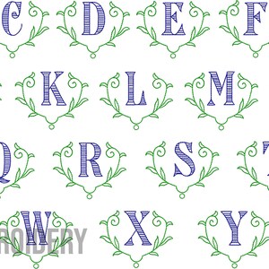 Aston Monogram Machine Embroidery Font Alphabet - BX Files Instant ...
