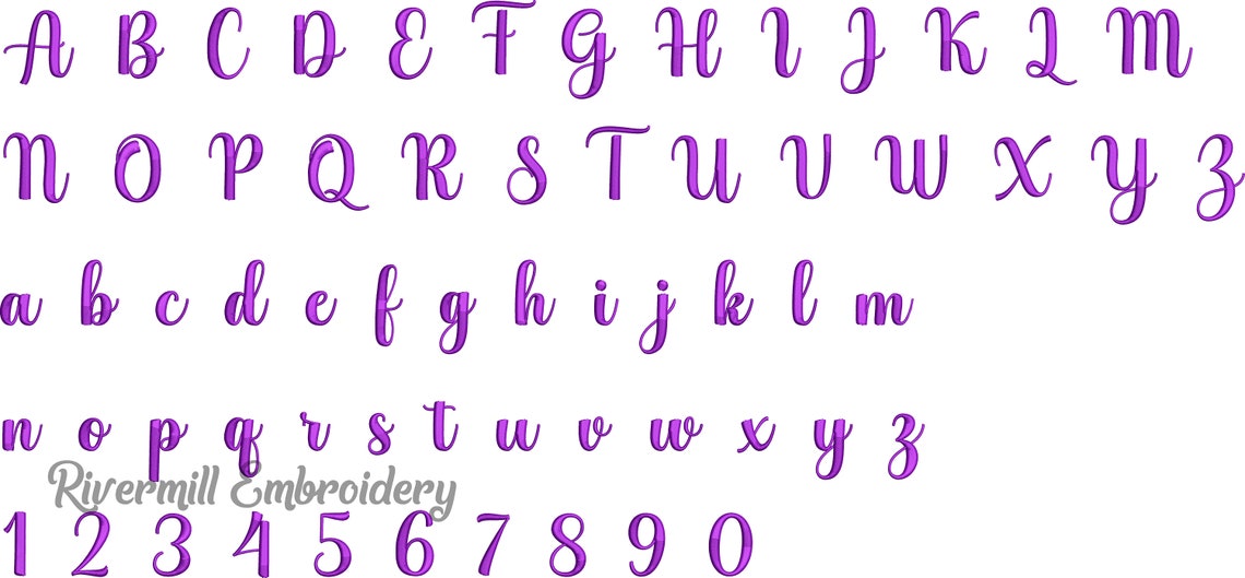 Scarlett Script Machine Embroidery Font Monogram Alphabet - 3 Sizes ...