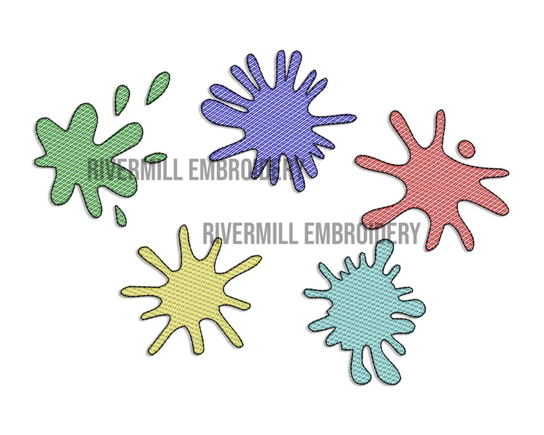 Small Sketch Paint Splatters Splotches Machine Embroidery Design - 5 ...