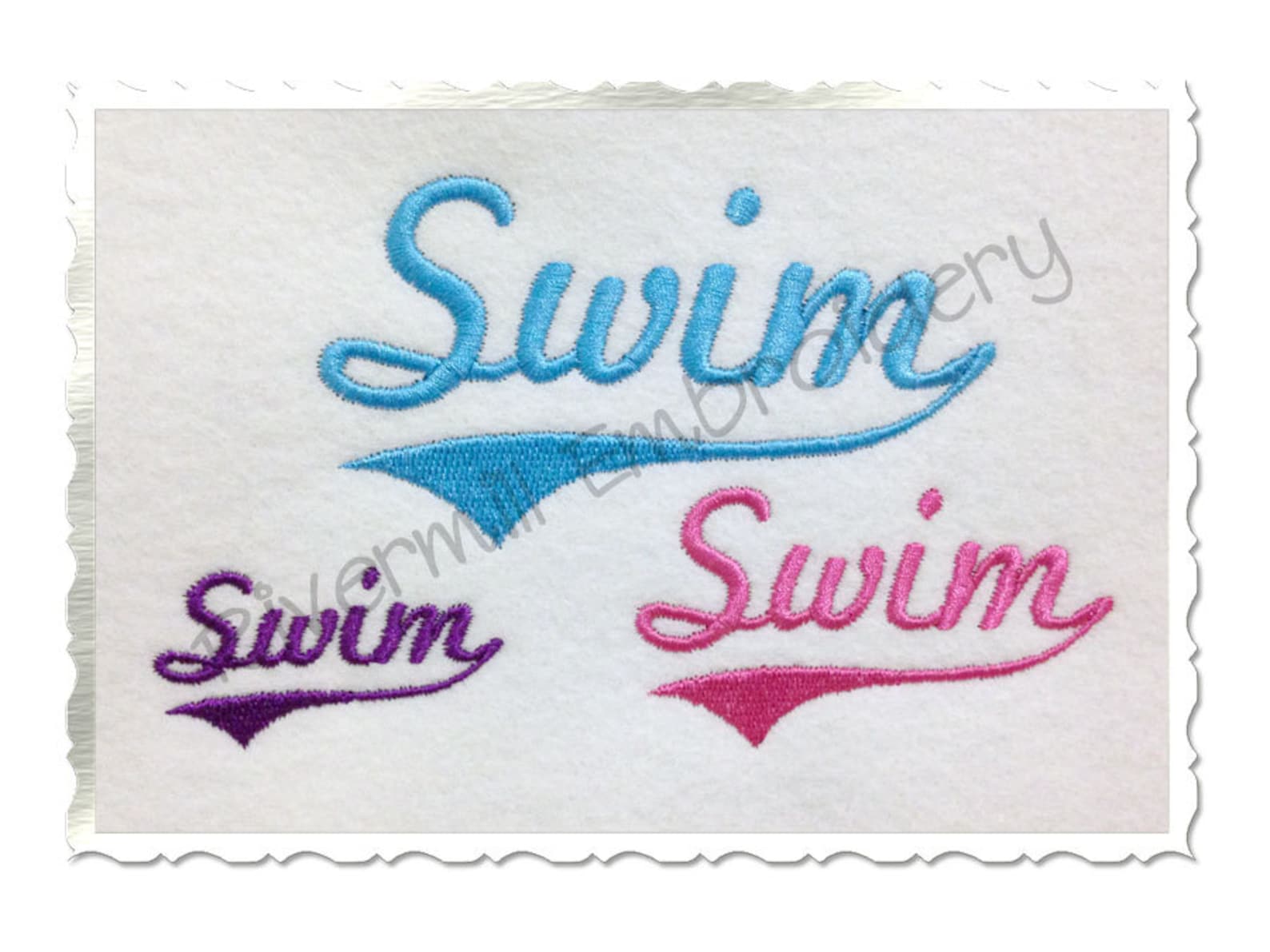 Swim Word Design With Sports Swash Tail Machine Embroidery | Etsy
